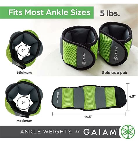 Gaiam 발목 웨이트 강도 트레이닝 세트 조절 가능한 스트랩 포함 걷기 달리기 필라테스 요가 댄 티몬