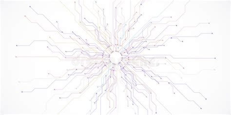 Abstract Representation Of A Circuit Board With Colorful Lines On A White Background 3d