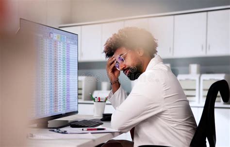 Data Analyst African Man Using Spreadsheet Stock Image Image Of Unhappy Medical 341299713