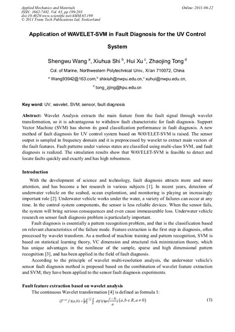 Application Of Wavelet Svm In Fault Diagnosis For The Uv Control System