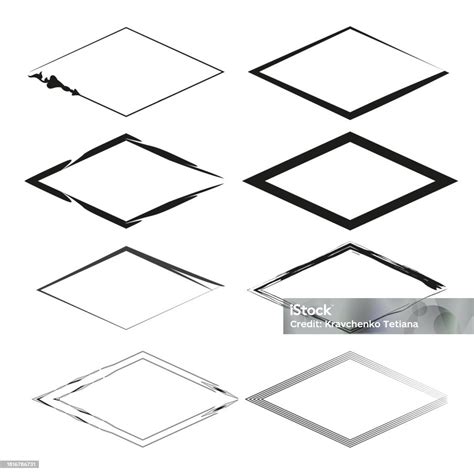 손으로 그린 검은 마름모의 집합입니다 마름모꼴 프레임 벡터 일러스트 레이 션입니다 주당순이익 10 개념에 대한 스톡 벡터 아트 및 기타 이미지 Istock