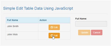 Simple Edit Table Data Using Javascript Sourcecodester