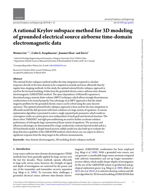Pdf A Rational Krylov Subspace Method For 3d Modeling Of Grounded Electrical Source Airborne