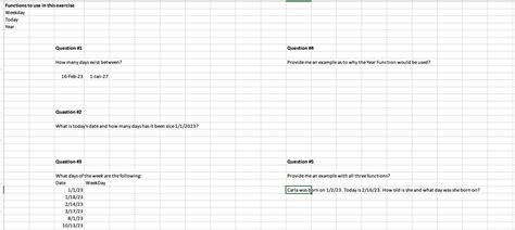 solved functions to use in this exercise weekday today year