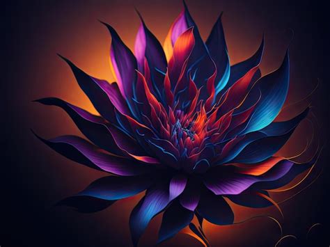 Premium Ai Image Beautiful Abstract Colorful Flower Design On Dark Background Ai Generative