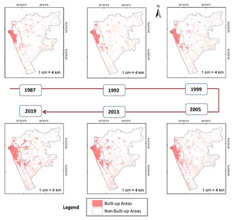 The Spatio Temporal Extent Of Built Up Areas From 1987 To 2019