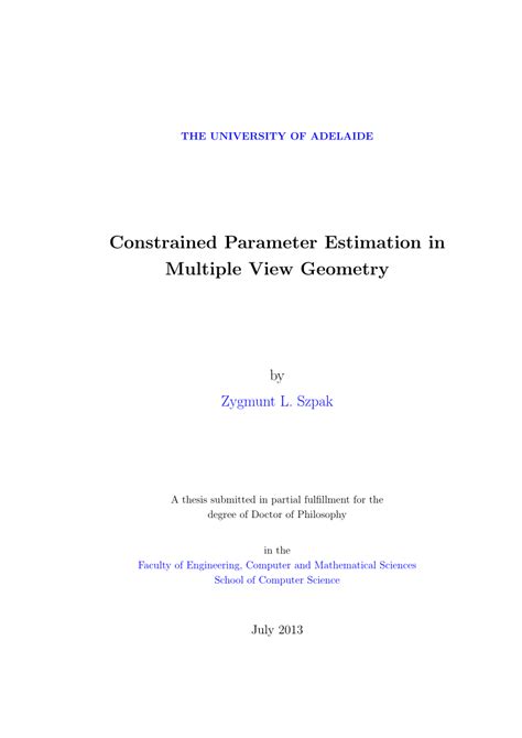 Pdf Constrained Parameter Estimation In Multiple View Geometry