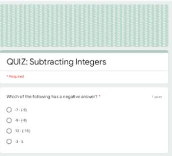 Quizzes INTEGERS Adding Subtracting And Adding Subtracting