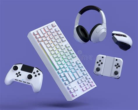 Top View Gamer Gears Like Joystick Microphone Headphones And Arcade