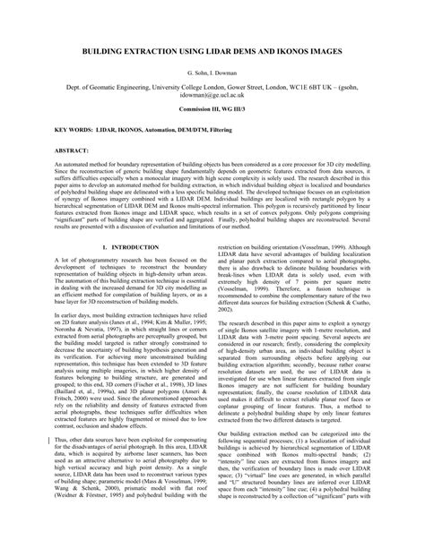 Pdf Building Extraction Using Lidar Dems And Ikonos Images
