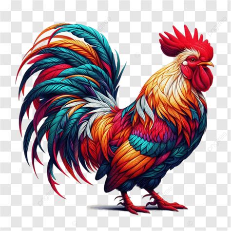 화려한 깃털과 빨간 머리 생성 Ai를 가진 수탉 화려한 깃털과 빨간 머리 생성 Ai를 가진 수탉 생성 인공 지능 깃털