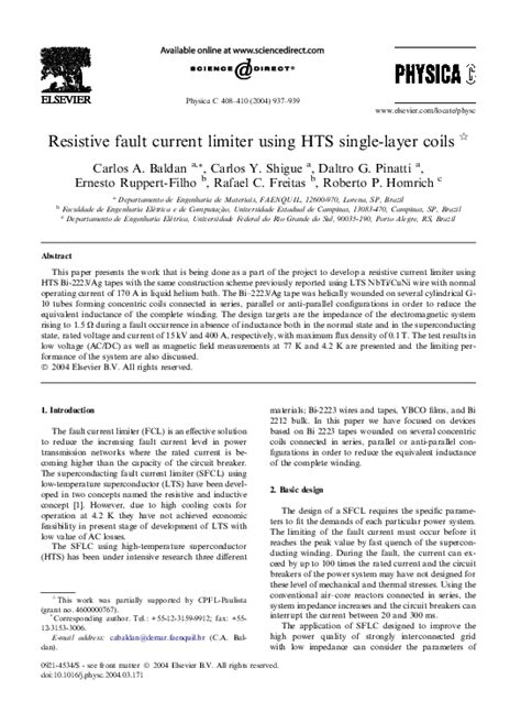Pdf Resistive Fault Current Limiter Using Hts Single Layer Coils