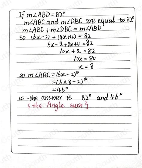 Solved If M ABD What Are M ABC And M DBC M ABC Geometry