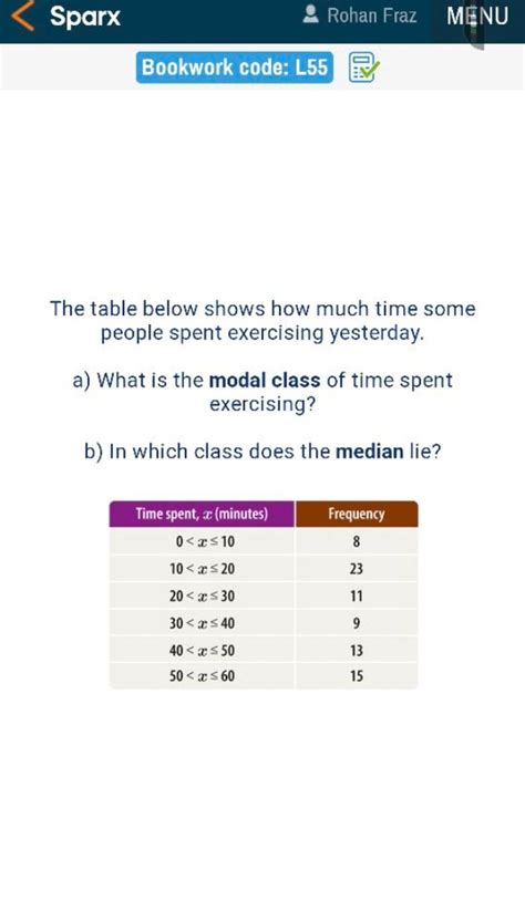 sparx 2 rohan fraz mË nu bookwork code l55 the table below shows how mu