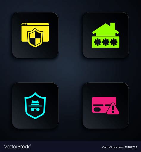 Set Credit Card Browser With Shield Incognito Vector Image