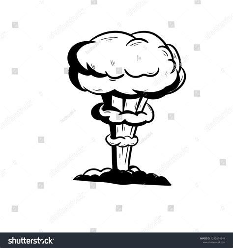 Nuclear Explosion Mushroom Cloud Drawing Illustration เวกเตอร์สต็อก
