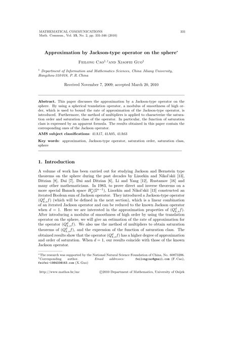 Pdf Approximation By Jackson Type Operator On The Sphere