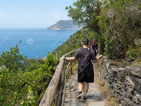 Cinque Terre Hike Trail From Volastra To Corneglia Italy Stock Image