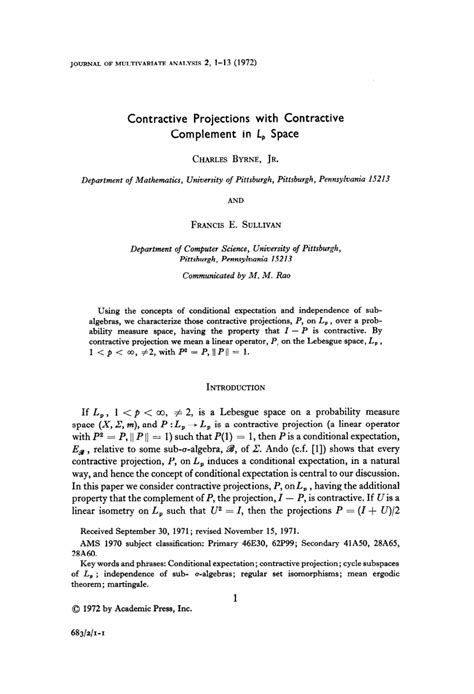 PDF Contractive Projections With Contractive Complement In Lp Space