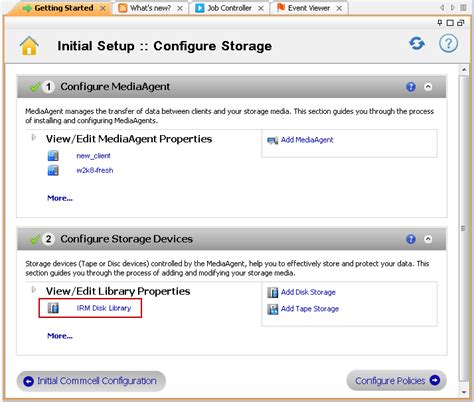 IntelliSnap Recovery Manager IRM Configure Disk Library