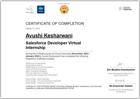 Ayushi Kesharwani On Linkedin Smartinternz Salesforce Developer