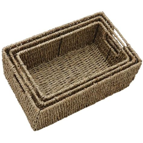 3 Large Rectangle Seagrass Baskets