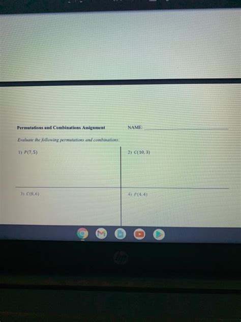 solved permutations and combinations assignment name
