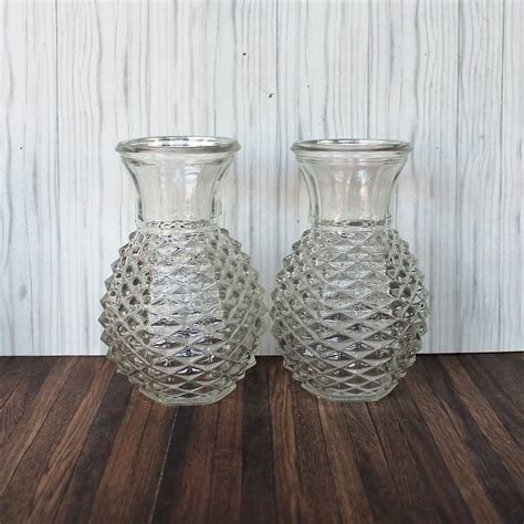 Vintage Clear Glass Pineapple Vase Set Of 8 Wedding Vases Centerpiece