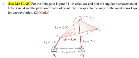 Solved Use MATLAB For The Linkage In Figure P Chegg