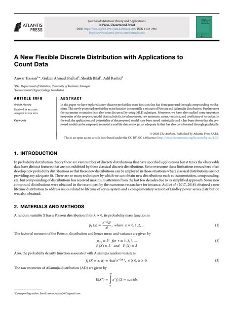 Pdf A New Flexible Discrete Distribution With Applications To Count Data
