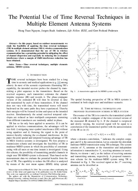 pdf the potential use of time reversal techniques in multiple element