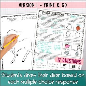 Solving Systems Of Linear Equations Review Coded Drawing Editable Activity