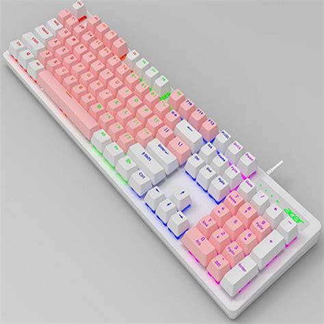 宏碁（acer）okw212升级版 机械键盘拼色电竞游戏有线键盘笔记本电脑办公男女通用 104键粉白 红轴 宏基 有线键盘 键盘鼠标 周边外设 世龙批发网4long Cn