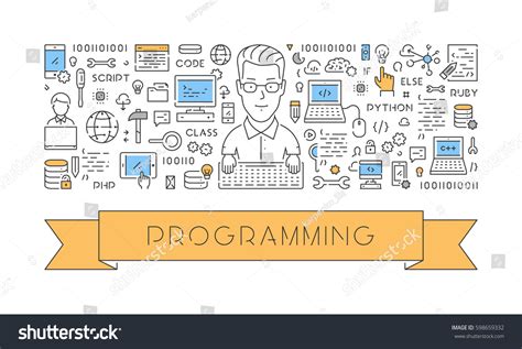 Vector Line Web Concept Programming Modern Stock Vector Royalty Free Shutterstock