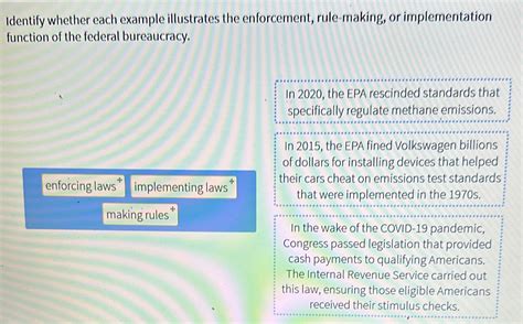 solved identify whether each example illustrates the enforcement rule