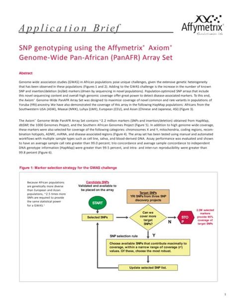 Snp Genotyping Using The Affymetrix® Axiom® Genome Wide Pan African Panafr Array Set Pptx