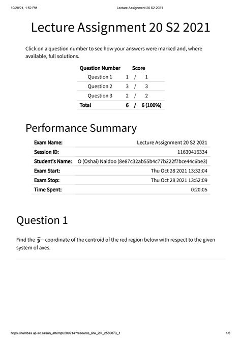 Lecture Assignment 20 Theme 3 Lecture Assignment 20 S2 2021 Question 1 Find The Coordinate Of
