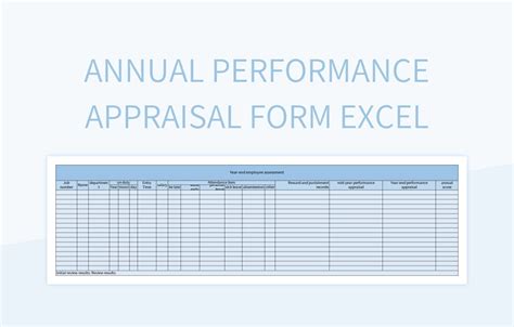 Annual Performance Appraisal Form Excel Excel Template And Google Sheets File For Free Download