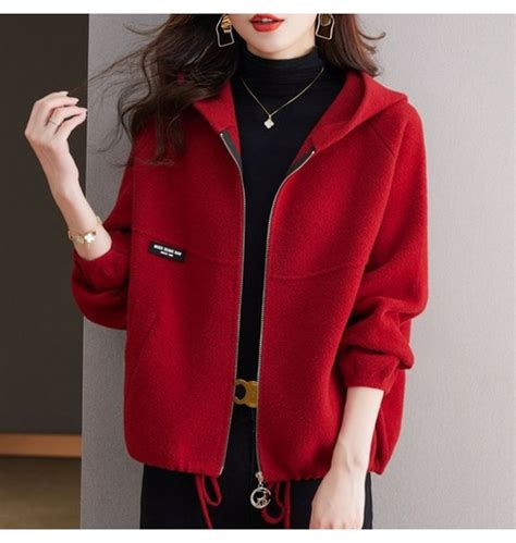 여성점퍼 가을 후드 모직 숏 코트 겨울 캐주얼 루즈핏 탑 티몬