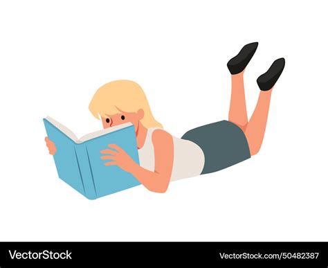A Teenage Girl Absorbed In Reading Royalty Free Vector Image