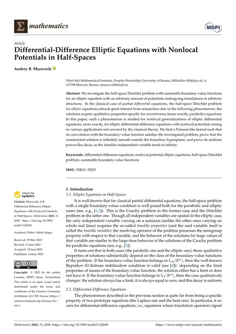pdf differential difference elliptic equations with nonlocal