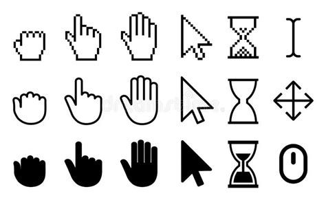 Set Of Flat Cursor Icons In Hand And Arrow Form Mouse Click Cursor Set Arrow And Hand Pointer