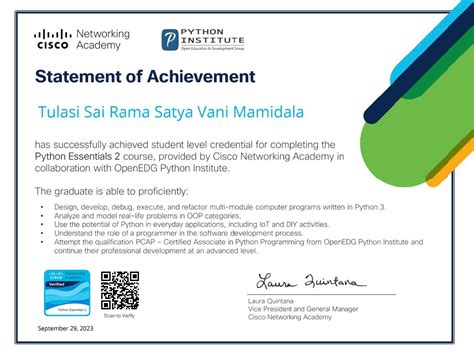 Satya Mamidala On Linkedin Python Cisconetwrokingacademy Openedgpythoninstitute