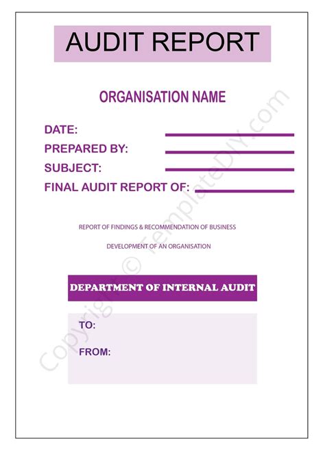 Audit Report Template Blank Printable PDF Excel Word Report Template Internal Audit Audit