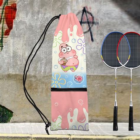 Patta Star Badminton Racket Bag Crayon Star Spongebob Squarepants Ball Drawstring Bag Backpack