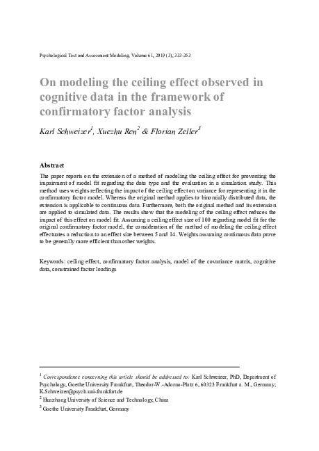 Pdf On Modeling The Ceiling Effect Observed In Cognitive Data In The