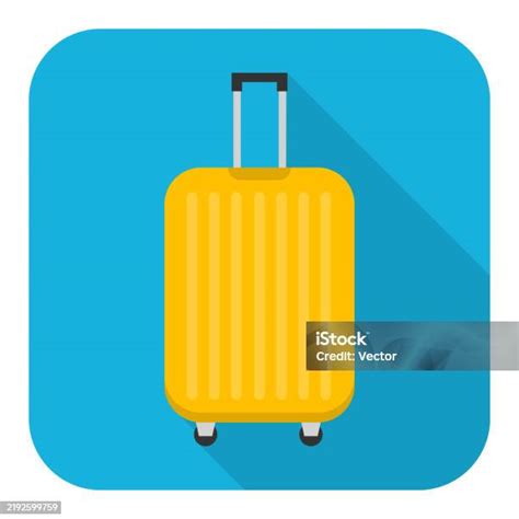 바퀴 달린 관광 가방 그림자가 있는 파란색 배경에 관광 여행 가방 아이콘 벡터 만화 일러스트 레이 션 벡터 3차원 형태에 대한 스톡 벡터 아트 및 기타 이미지 Istock