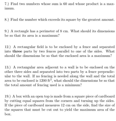 Solved 7 Find Two Numbers Whose Sum Is 60 And Whose