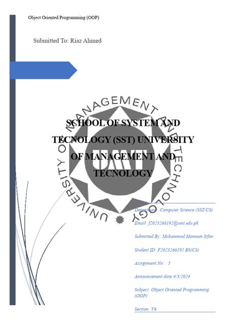 Muhammad Mamoon Irfan F2023266192 Ooplab V 6 Lab5 Pdf