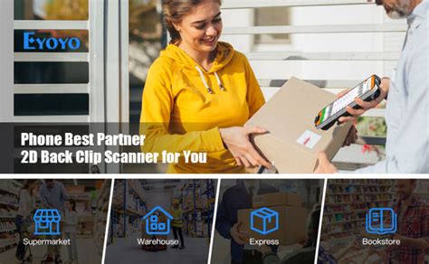 Eyoyo 1d 2d Wireless Barcode Scanner Via Bluetooth Portable Phone Back Clip Bar Code Qr Scan